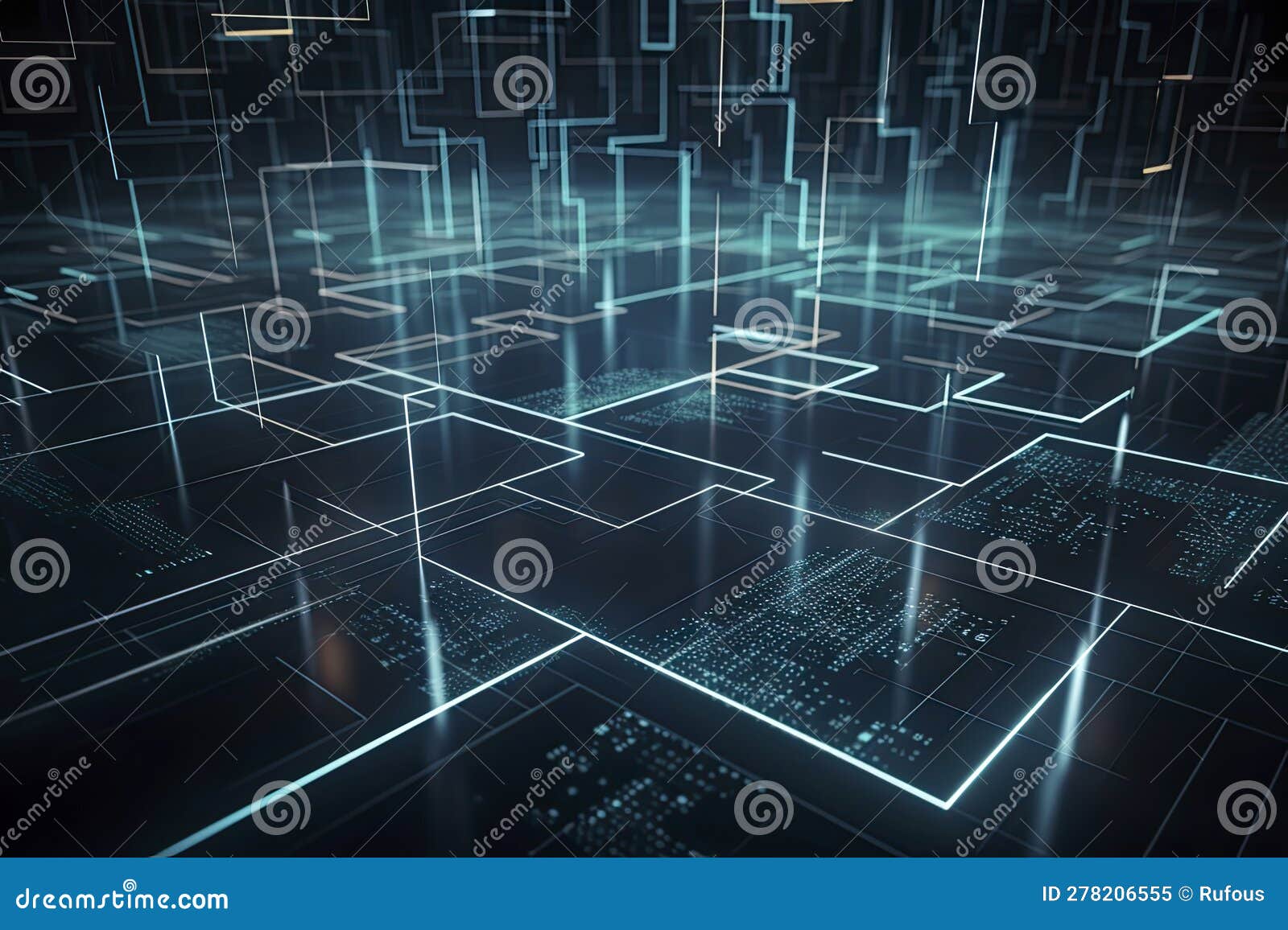 Computer Geometric Digital Connection Structure. Business Inteligence ...