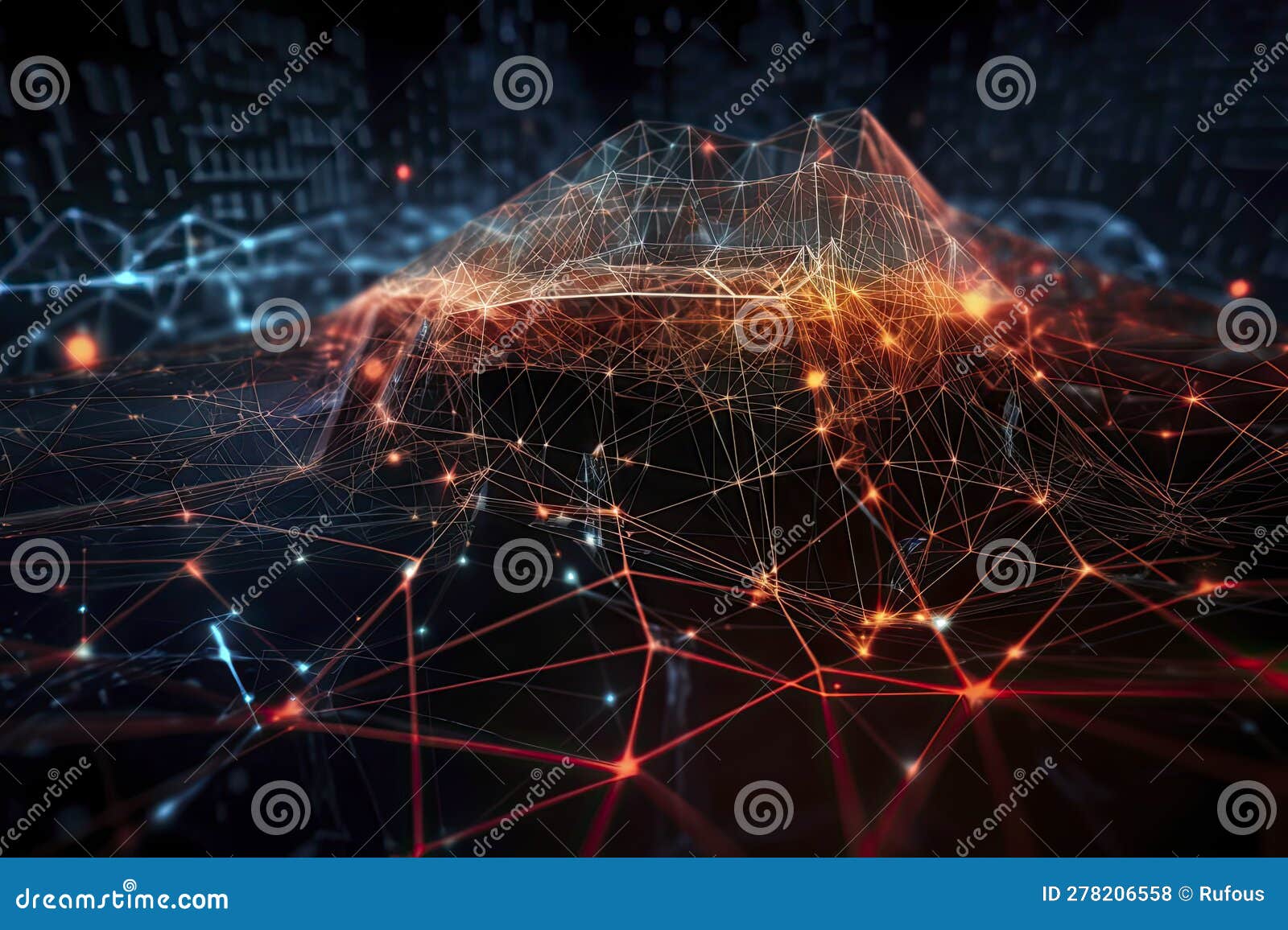 Computer Geometric Digital Connection Structure. Business Inteligence ...