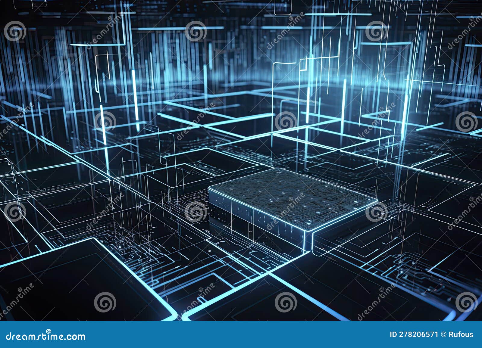 Computer Geometric Digital Connection Structure. Business Inteligence ...