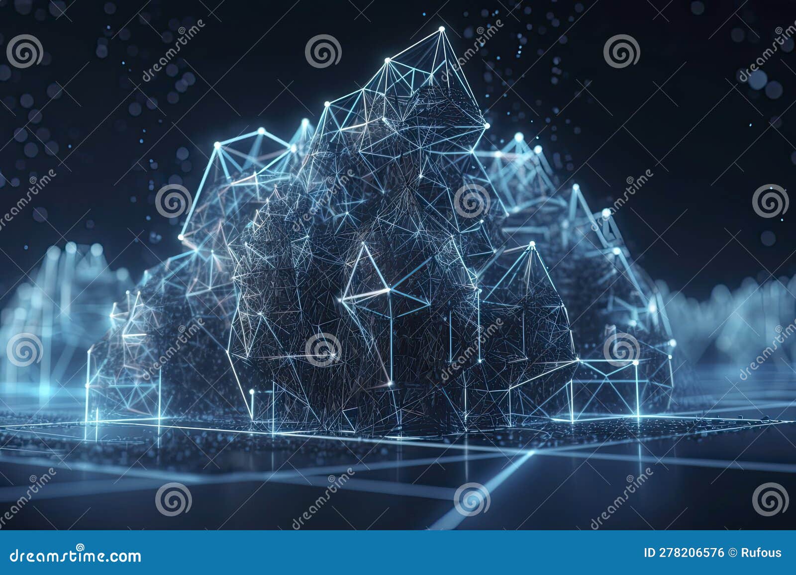 Computer Geometric Digital Connection Structure. Business Inteligence ...