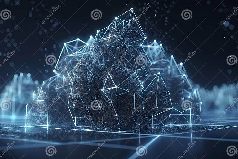 Computer Geometric Digital Connection Structure. Business Inteligence ...