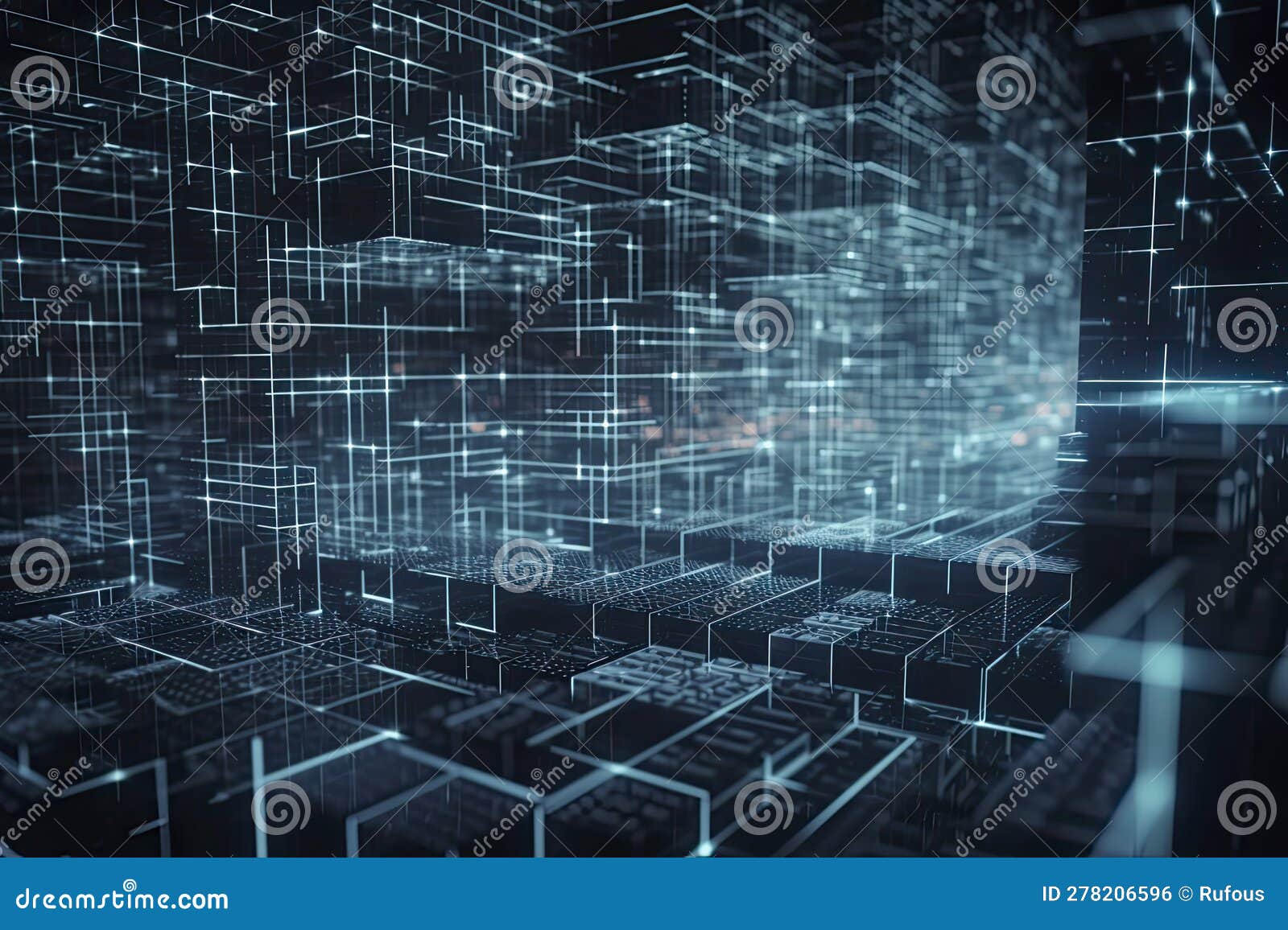 Computer Geometric Digital Connection Structure. Business Inteligence ...