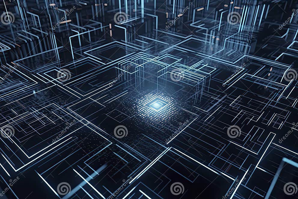 Computer Geometric Digital Connection Structure. Business Inteligence ...