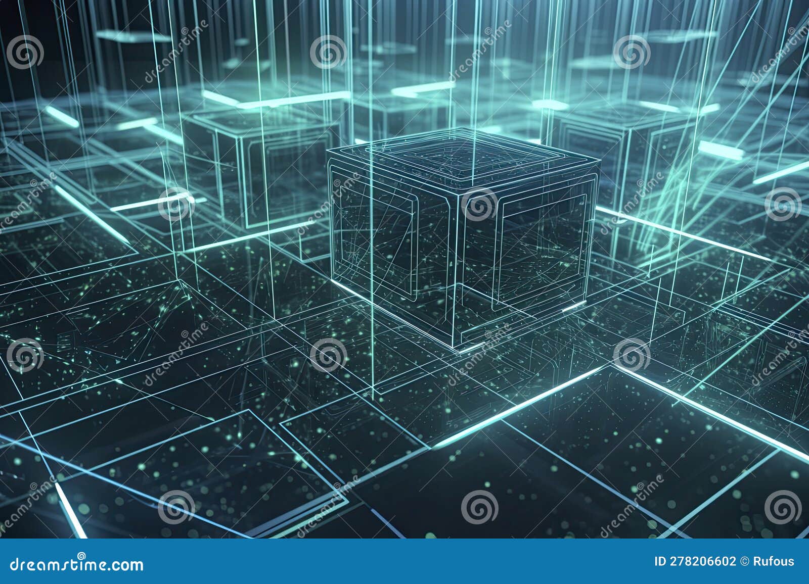 Computer Geometric Digital Connection Structure. Business Inteligence ...