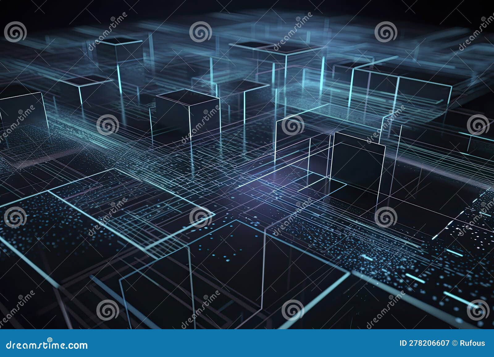Computer Geometric Digital Connection Structure. Business Inteligence ...