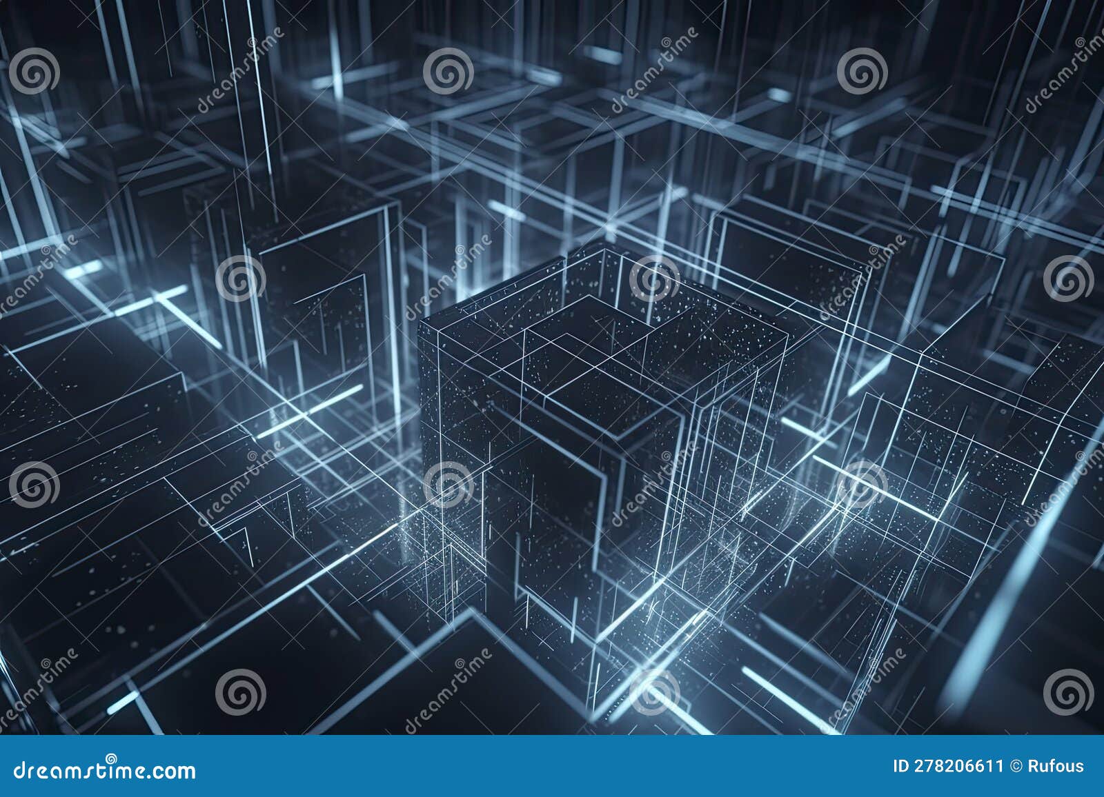 Computer Geometric Digital Connection Structure. Business Inteligence ...