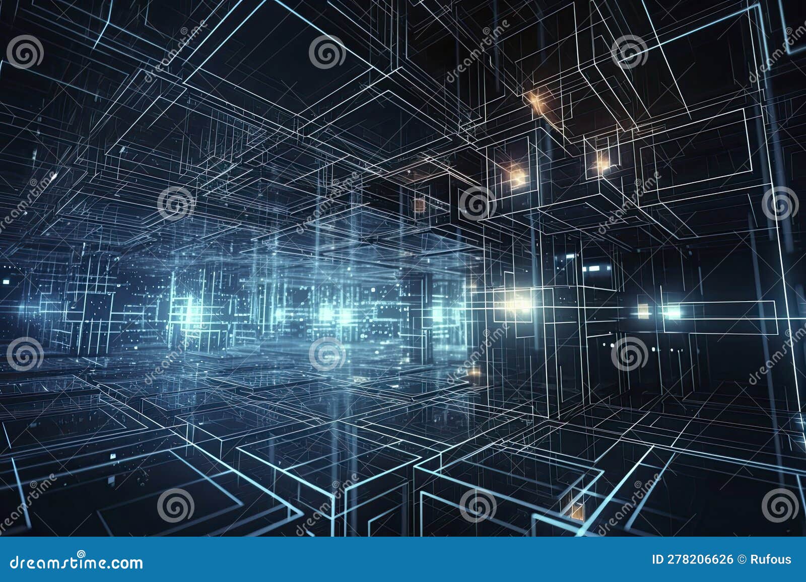 Computer Geometric Digital Connection Structure. Business Inteligence ...