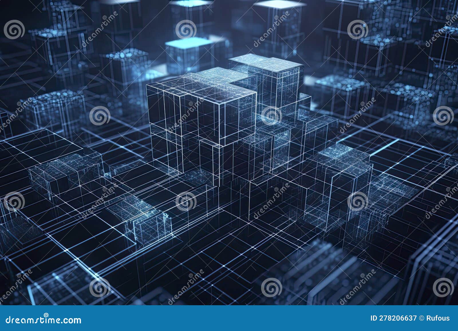 Computer Geometric Digital Connection Structure. Business Inteligence ...