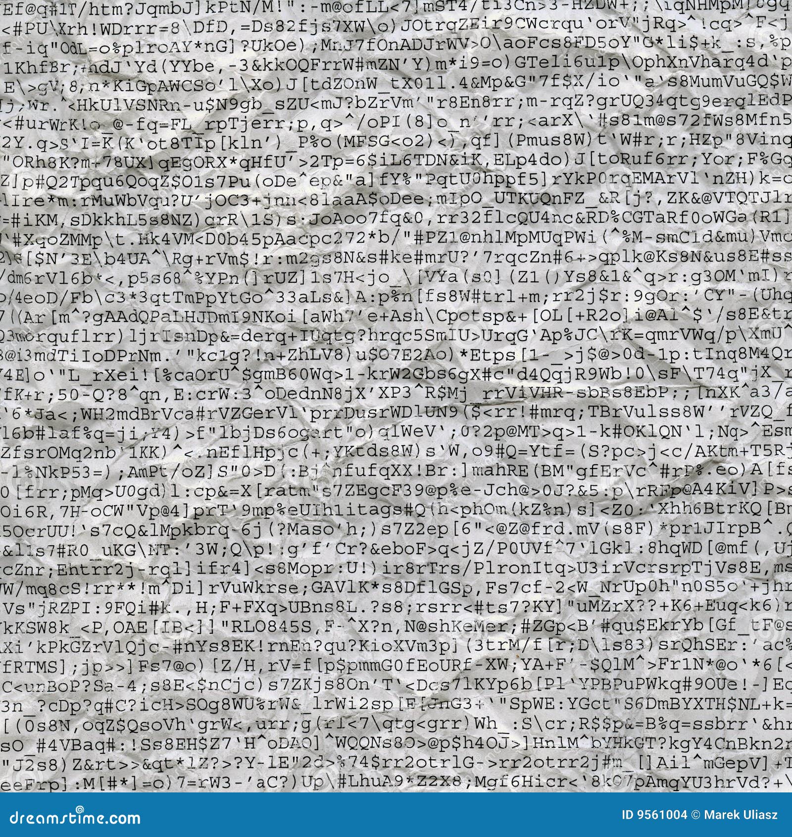 Computer Gibberish Printout on Crumpled Paper Stock Photo - Image of ...