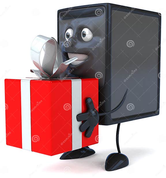 Computer with a gift stock illustration. Illustration of workstation ...