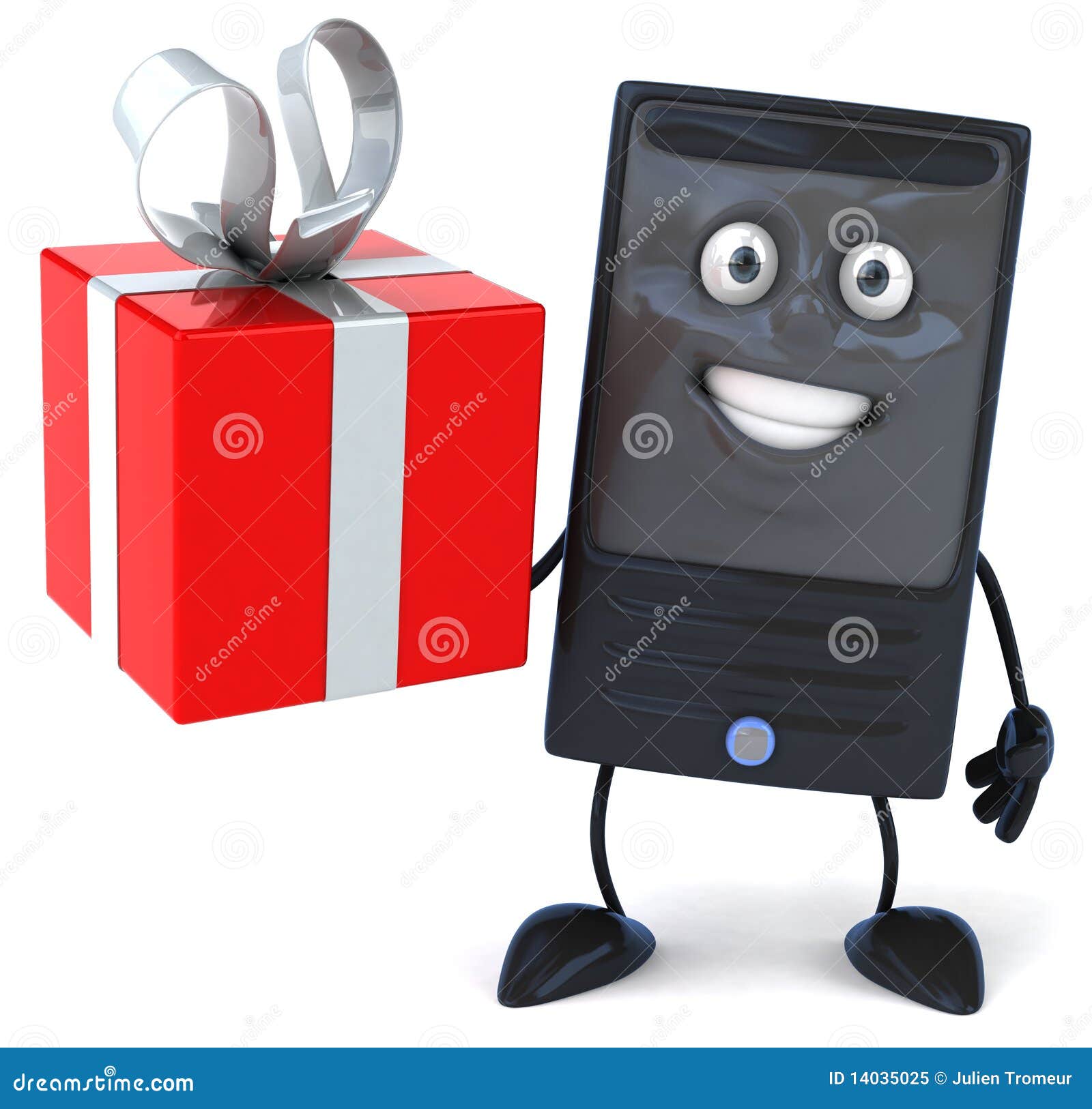 Computer with a gift stock illustration. Illustration of hardware ...