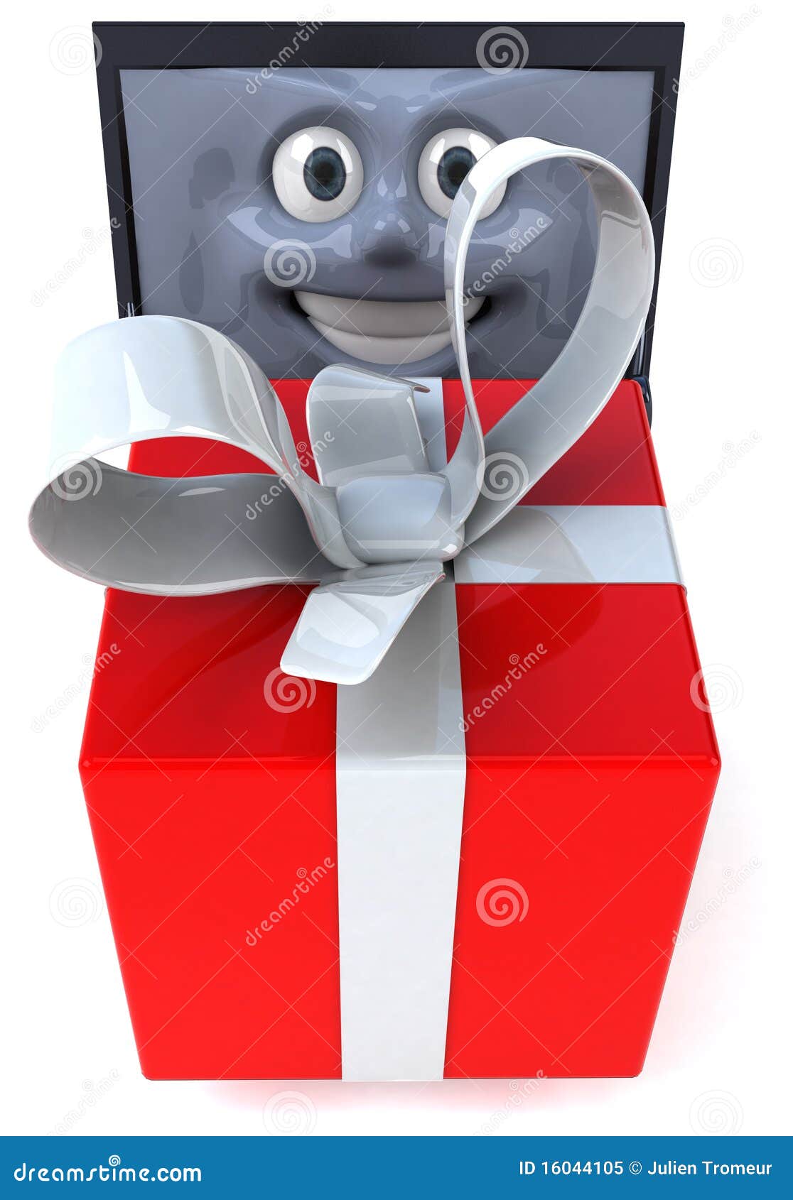 Computer with a gift stock illustration. Illustration of workstation ...