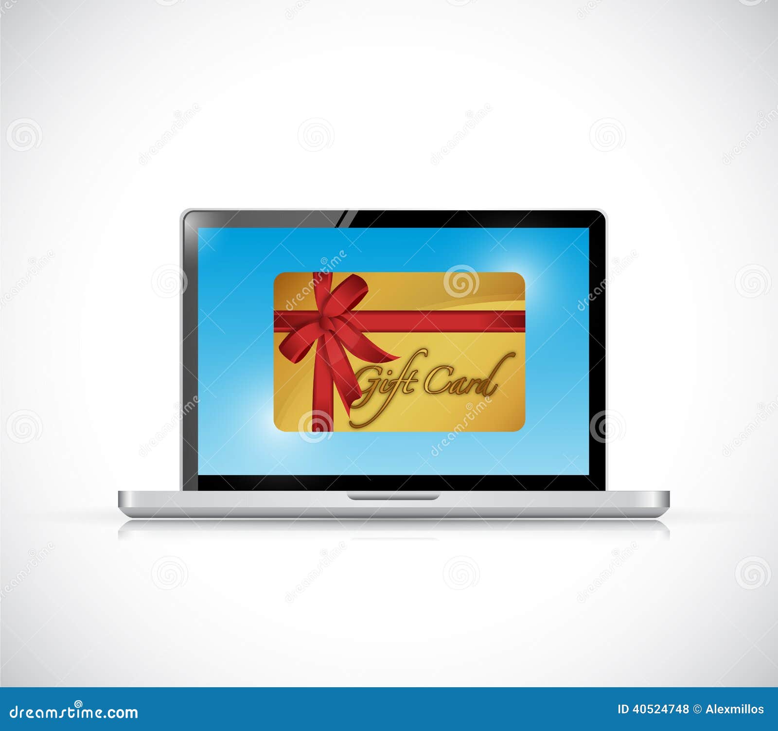 Computer and Gift Card. Illustration Design Stock Illustration ...