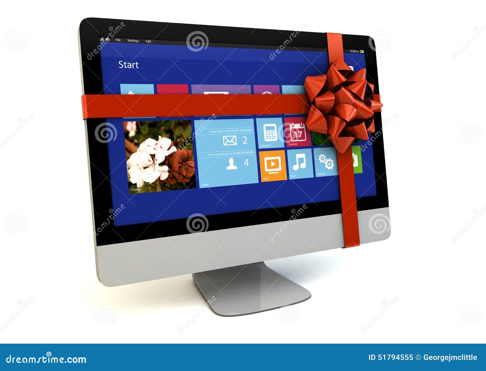 Computer gift stock illustration. Illustration of ribbon - 51794555