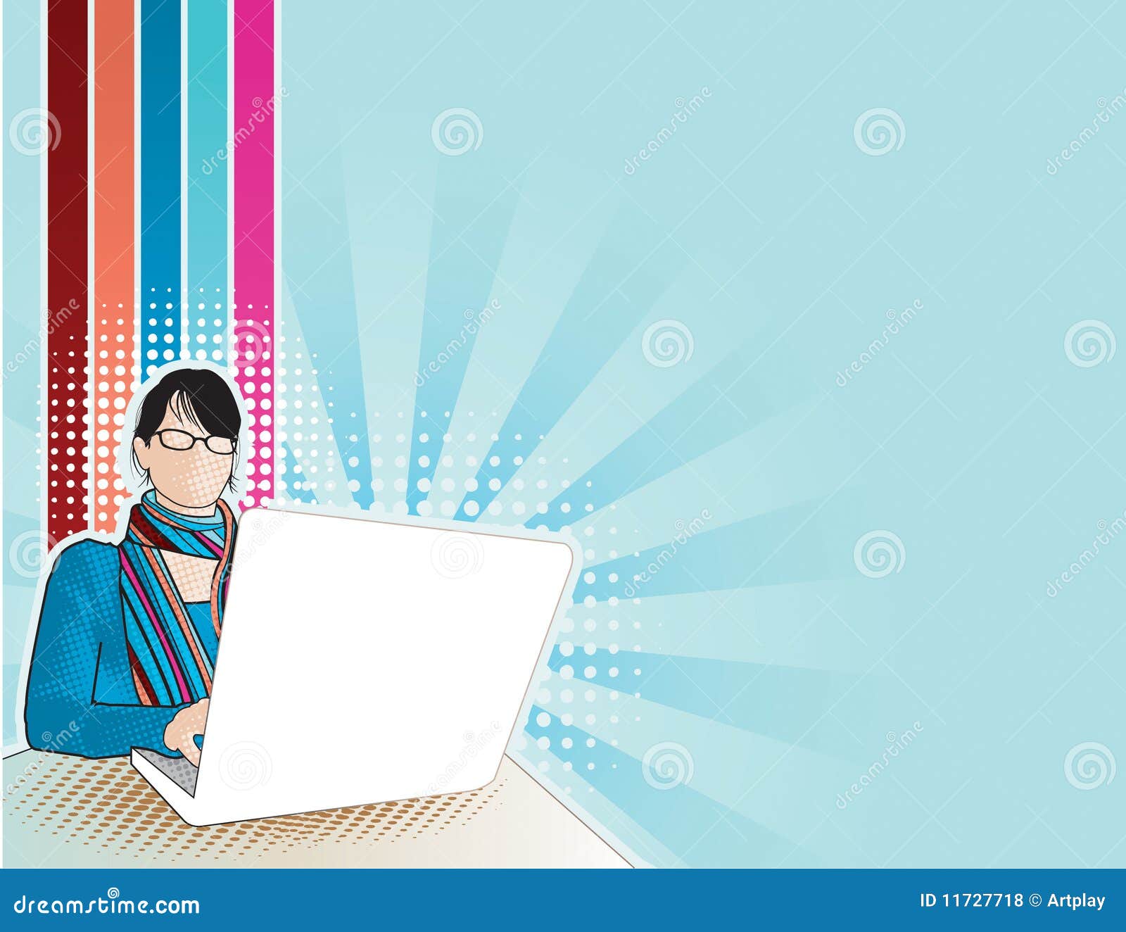 Computer Girl stock vector. Illustration of modern, striped - 11727718