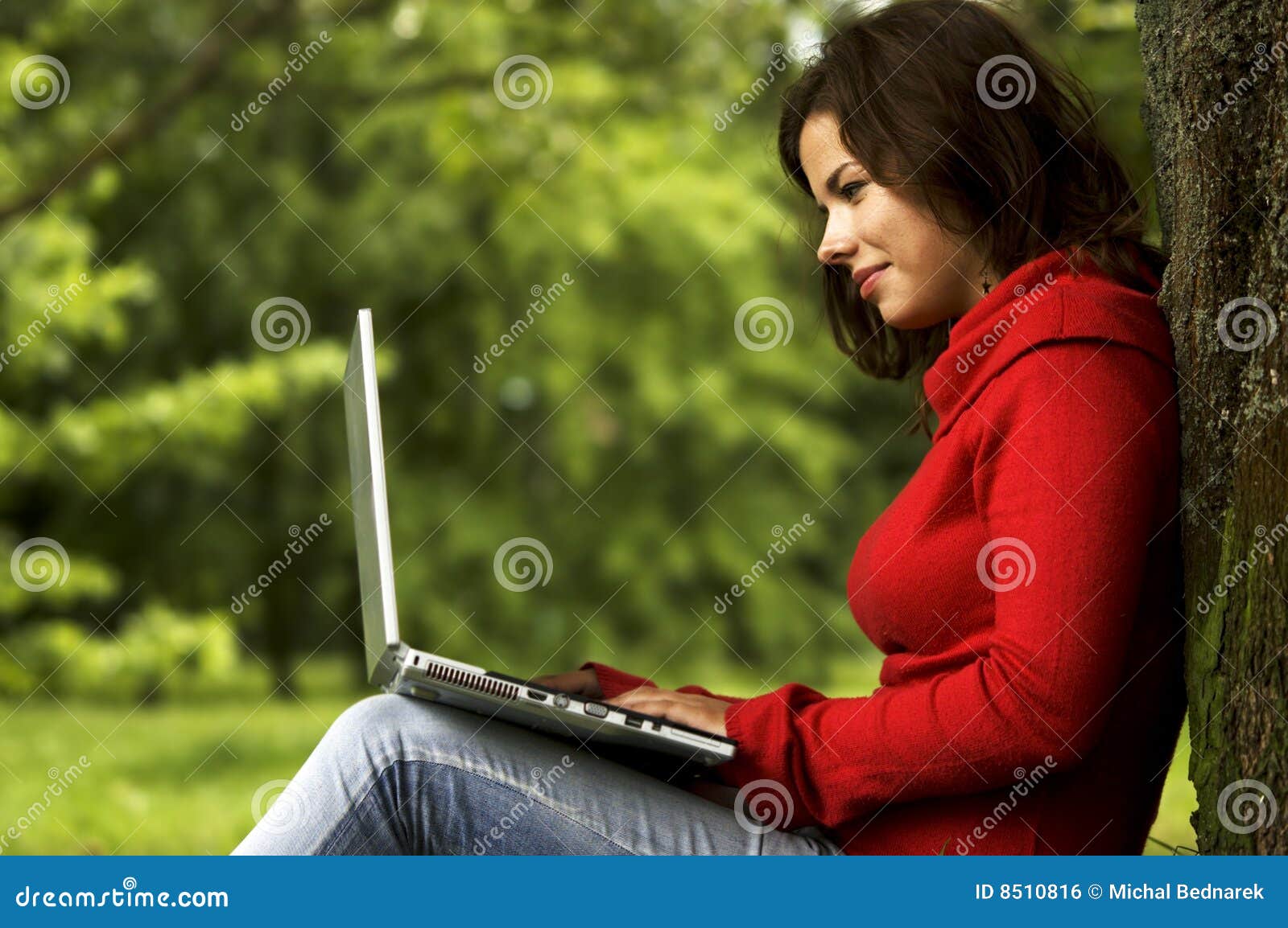 Computer girl stock photo. Image of outdoor, internet - 8510816