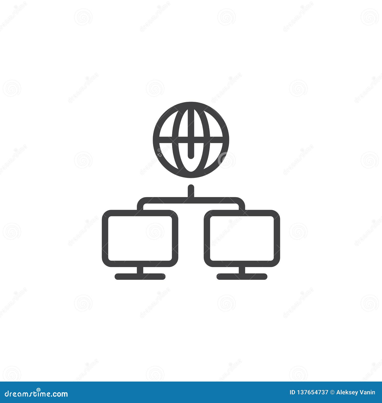 Computer Global Connection Line Icon Stock Vector - Illustration of ...