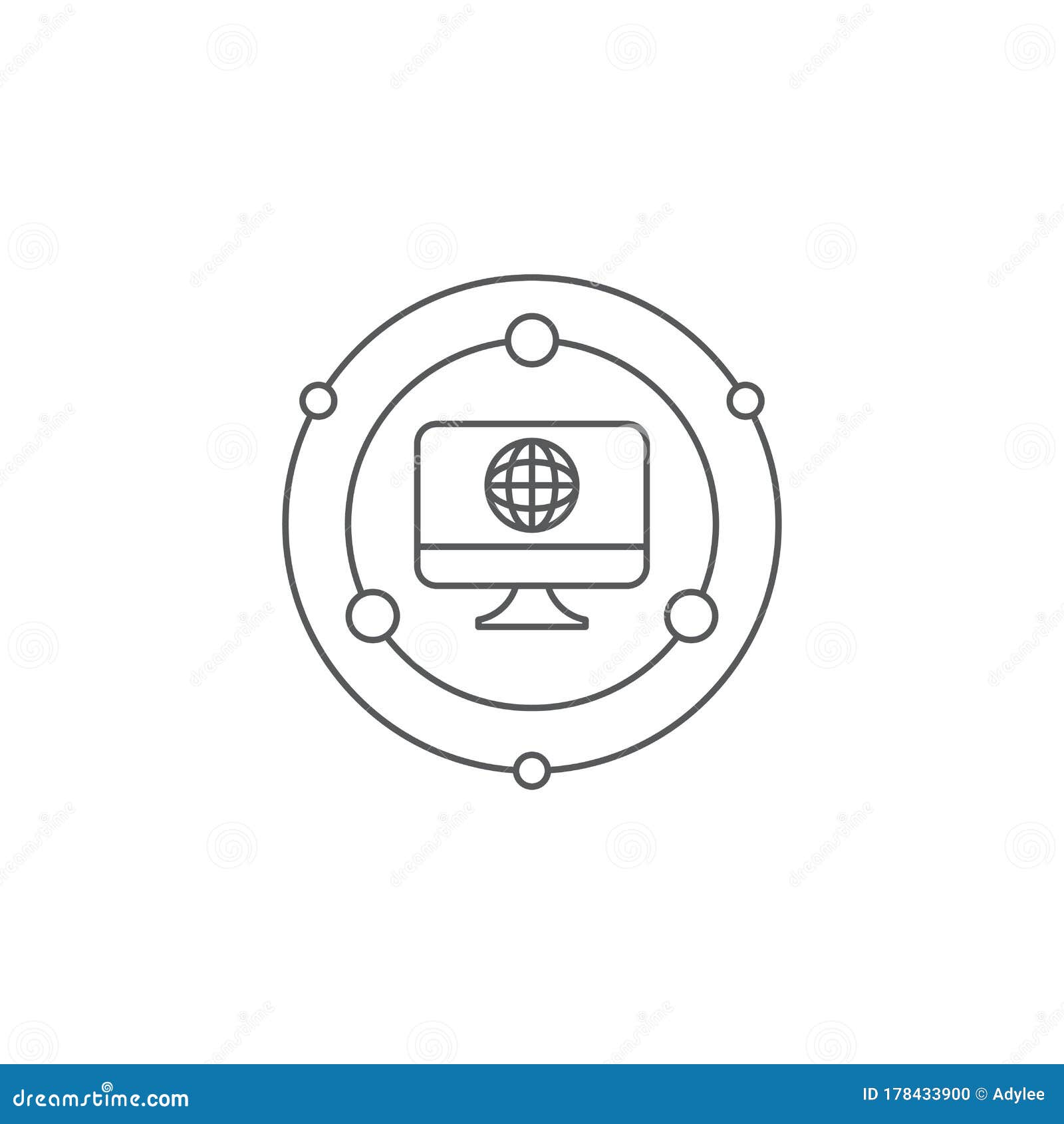 Computer Global Connection Vector Icon Symbol Isoalted on White ...