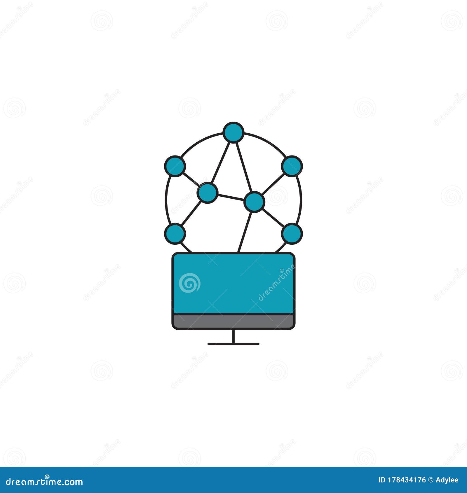 Computer Global Connection Vector Icon Symbol Isoalted on White ...