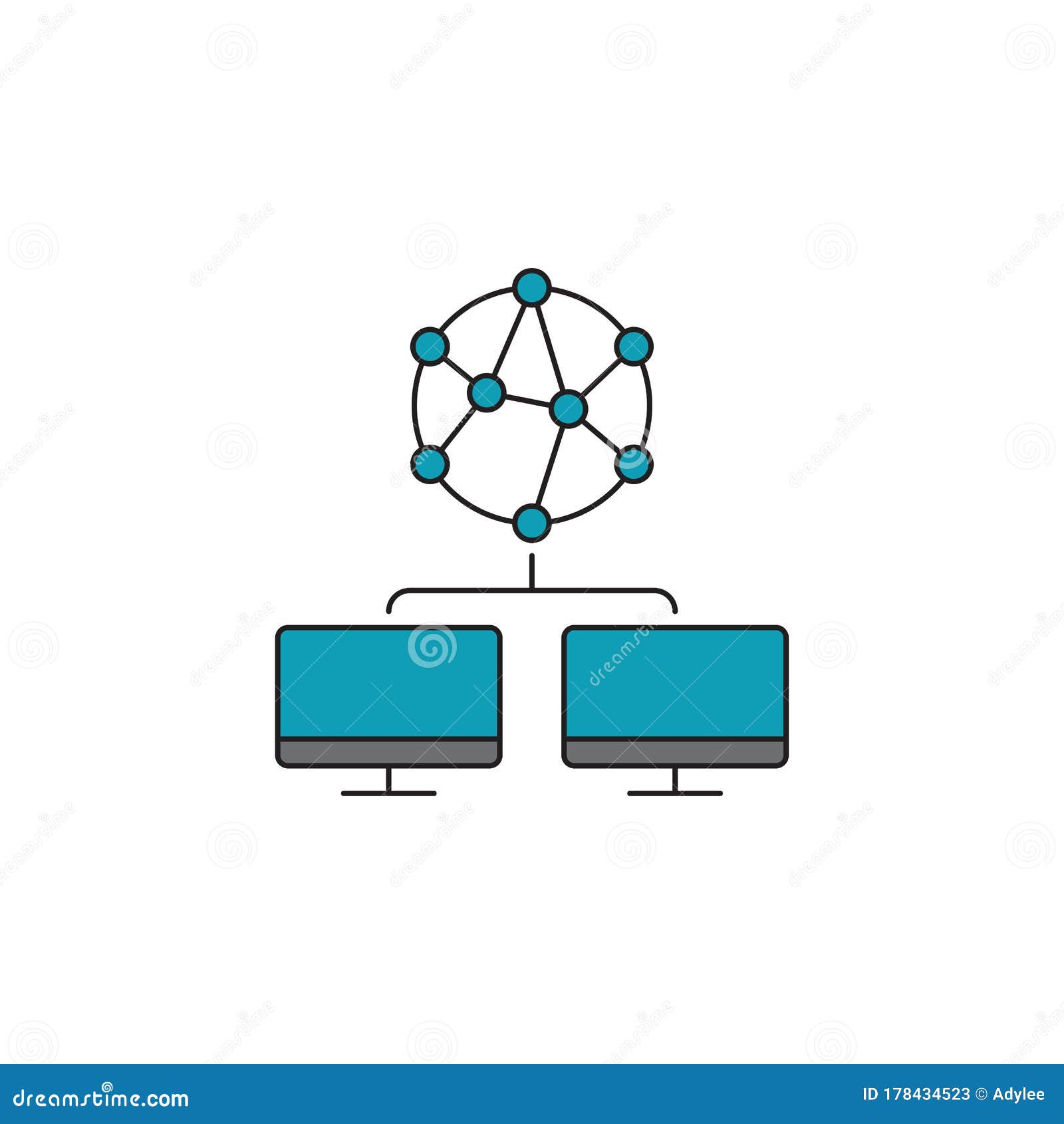 Computer Global Connection Vector Icon Symbol Isoalted on White ...