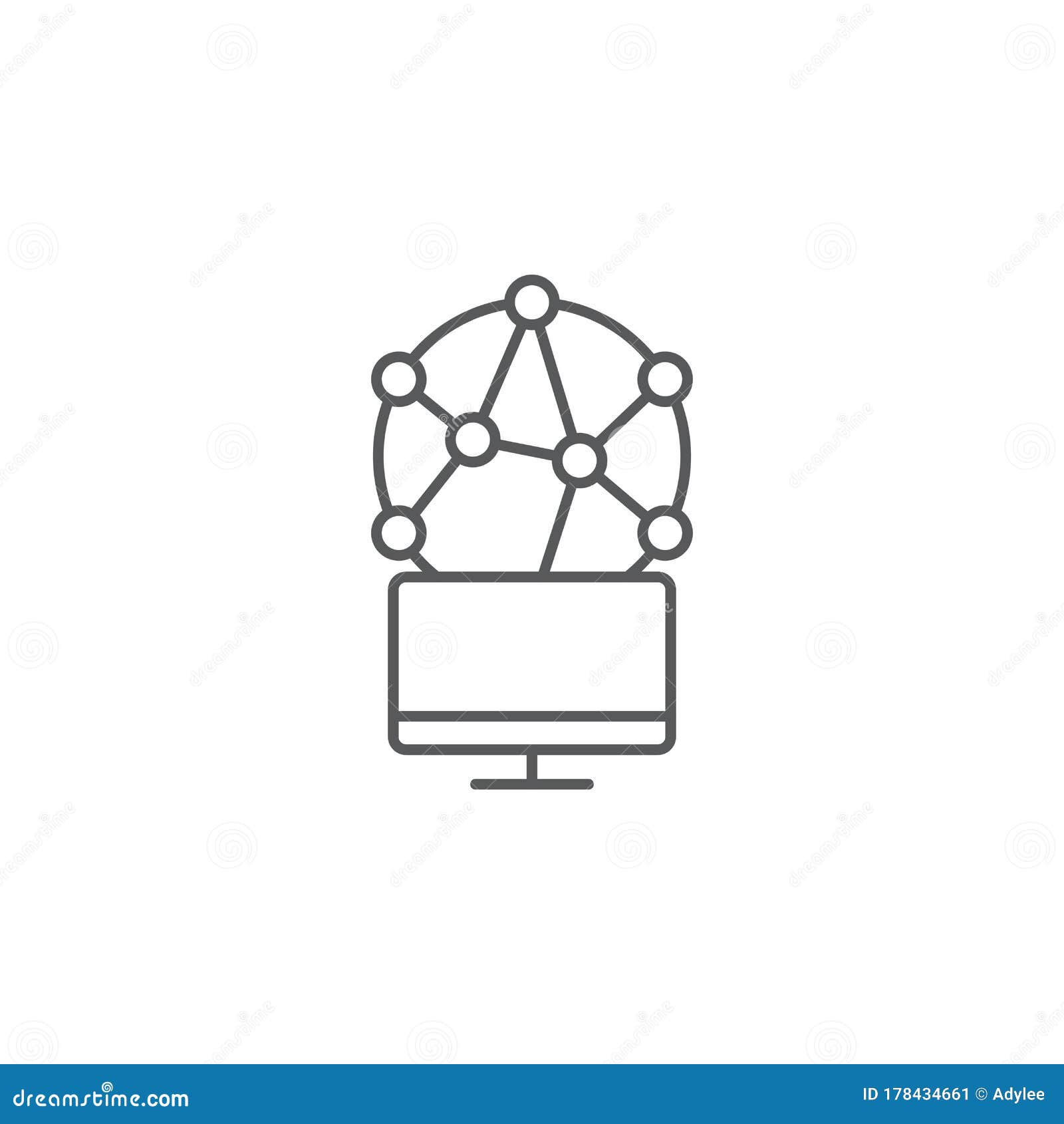 Computer Global Connection Vector Icon Symbol Isoalted on White ...