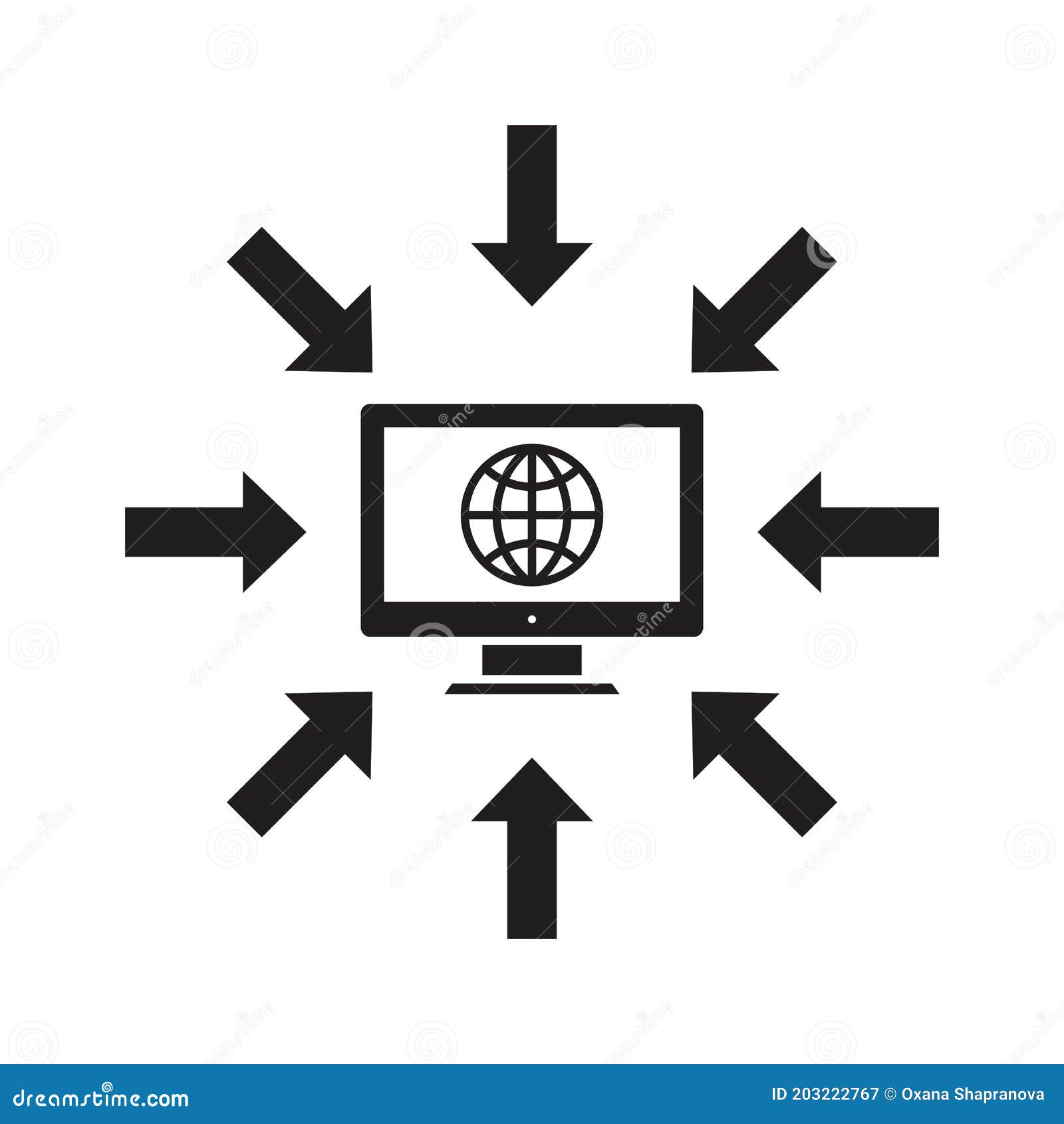 Computer Global Network Arrows Icon Design. Globe Connection Sign Stock ...