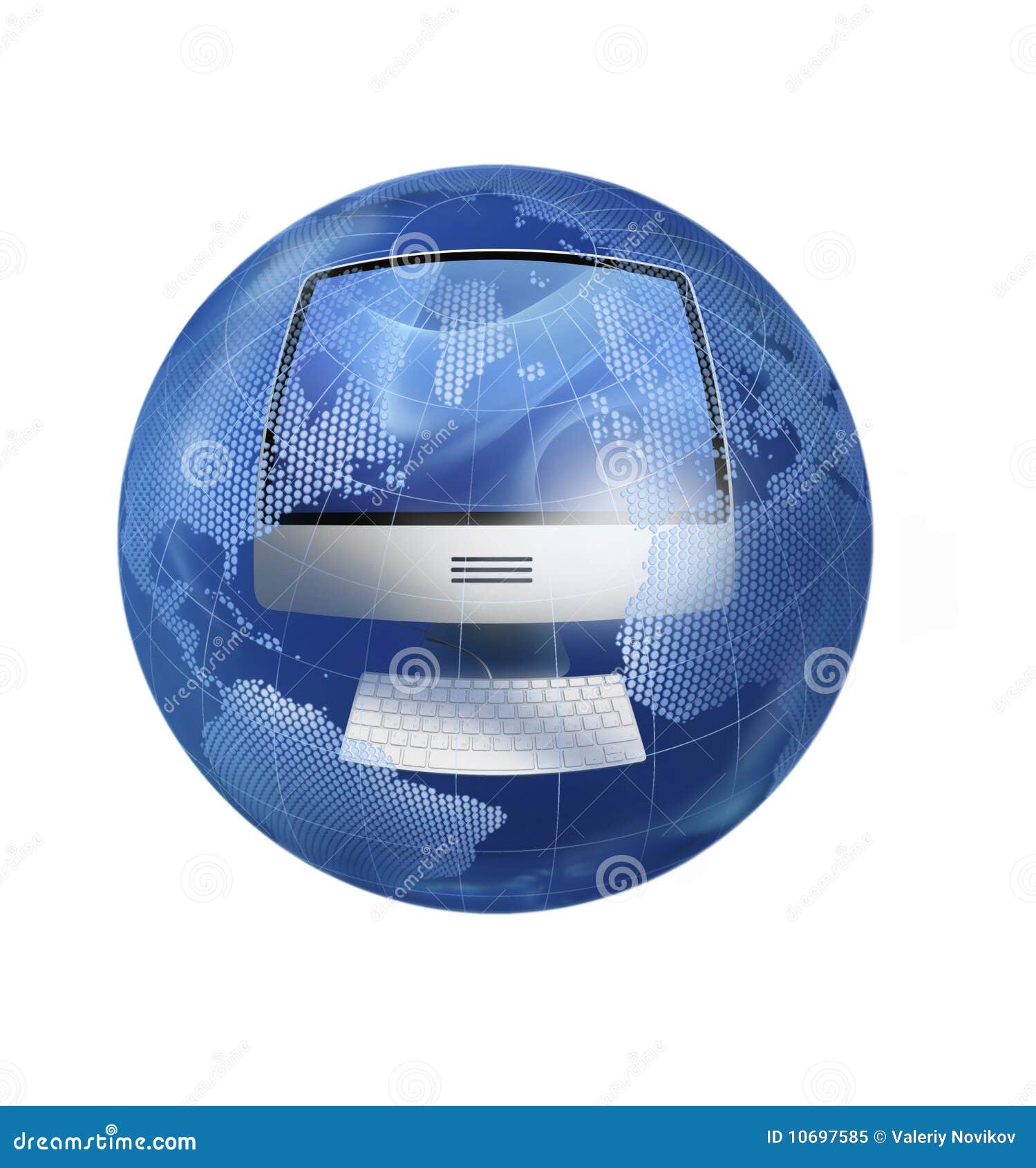 The computer in the globe stock illustration. Illustration of monitor ...