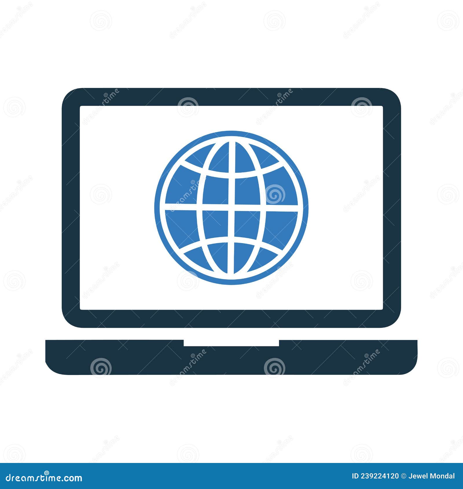 Computer, Globe Icon. Simple Vector Sketch. Stock Vector - Illustration ...