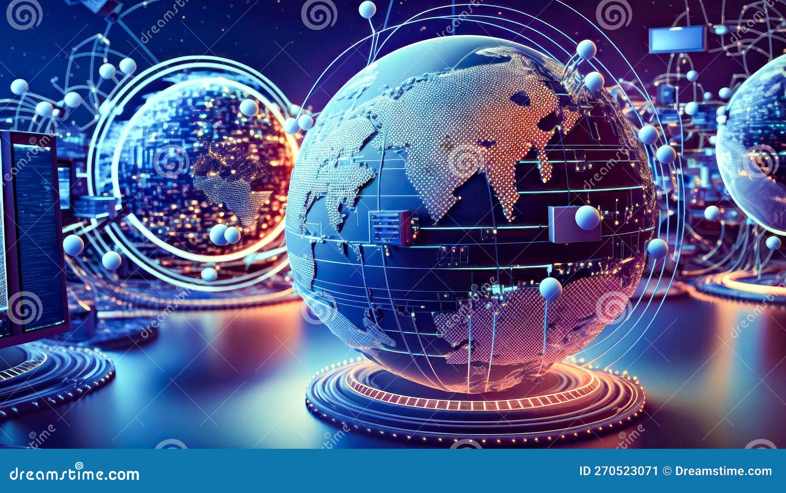 Computer with Globe on Top of it Generative AI Stock Illustration ...