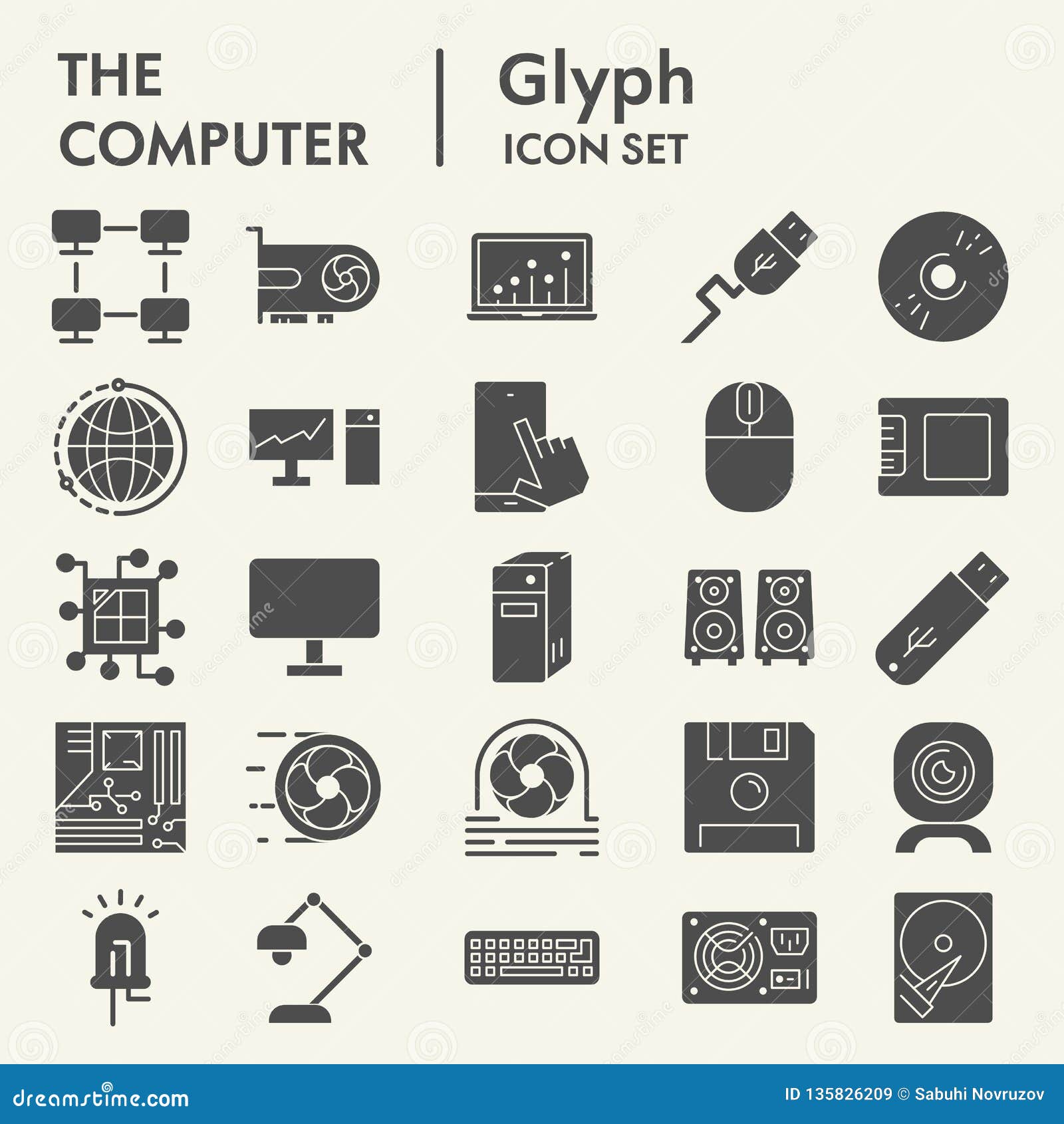 Computer Glyph Icon Set, Device Symbols Collection, Vector Sketches ...