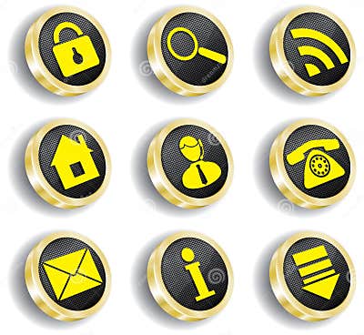 Computer Golden Web Icon Set Stock Vector - Illustration of envelope ...