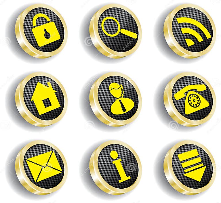 Computer Golden Web Icon Set Stock Vector - Illustration of envelope ...