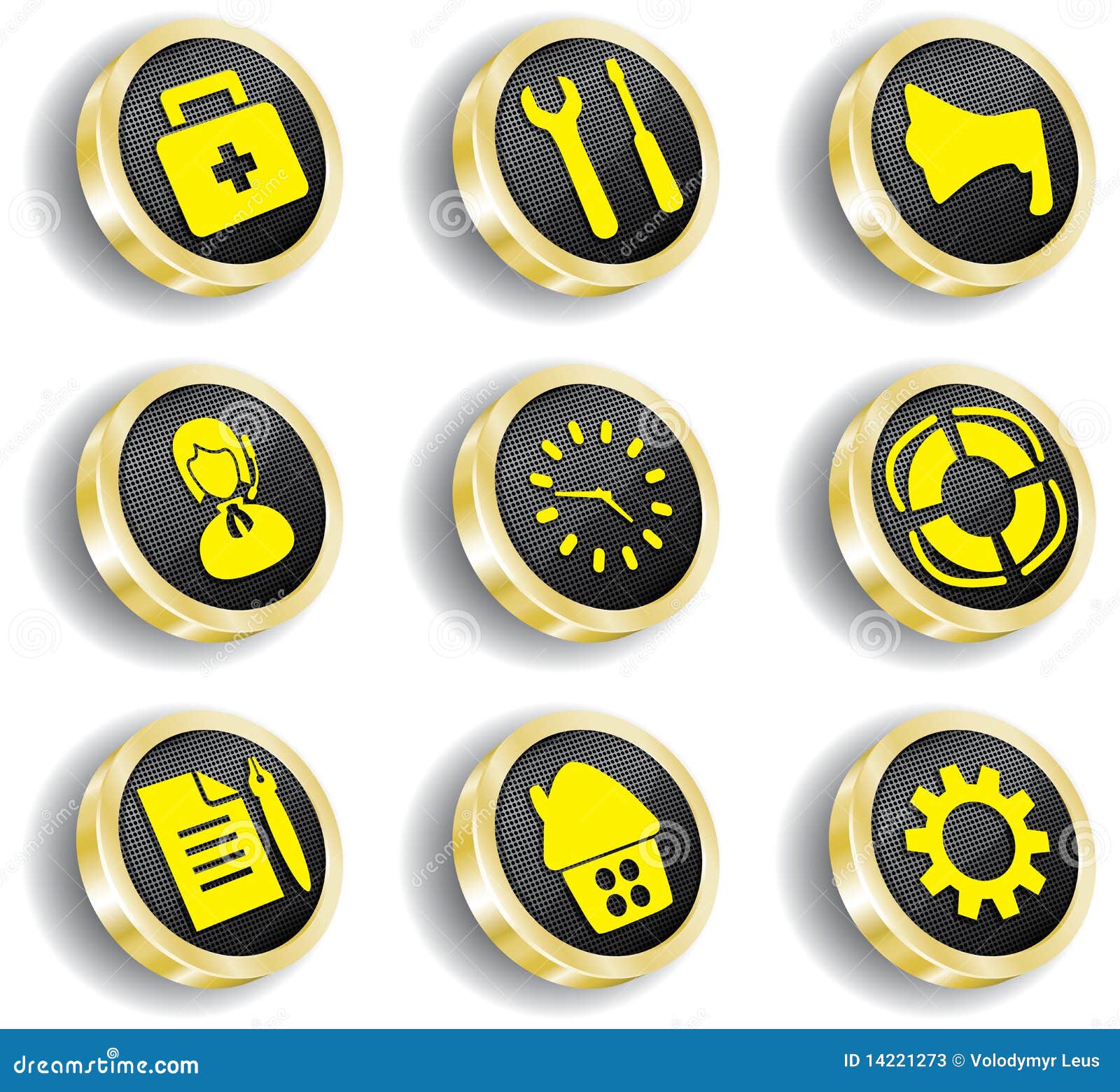 Computer Golden Web Icon Set Stock Vector - Illustration of loudspeaker ...