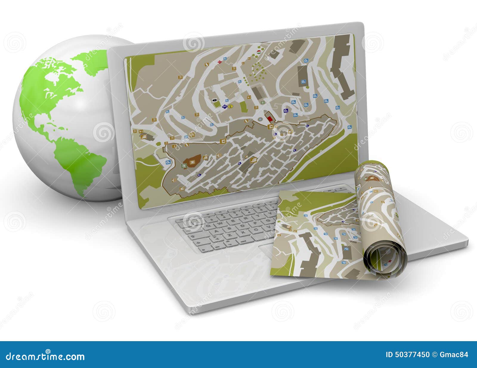 Computer and GPS Concept - 3D Stock Illustration - Illustration of ...