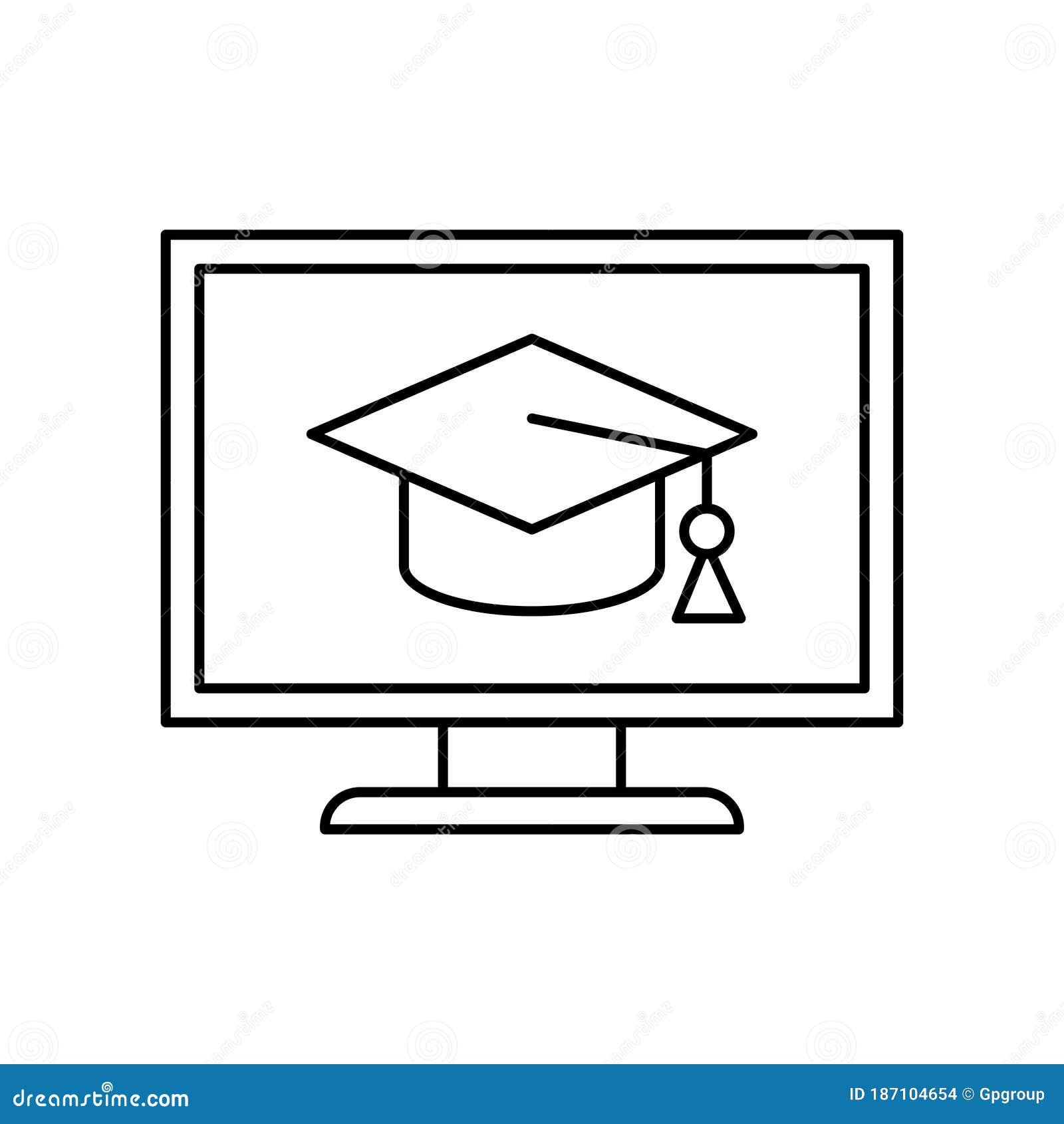 Computer with Graduation Cap Silhouette Style Icon Vector Design Stock ...