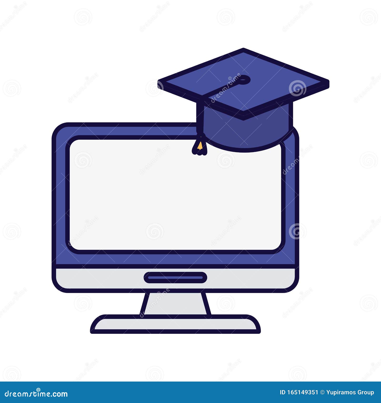 Computer Graduation Hat School Learning Online Stock Vector ...