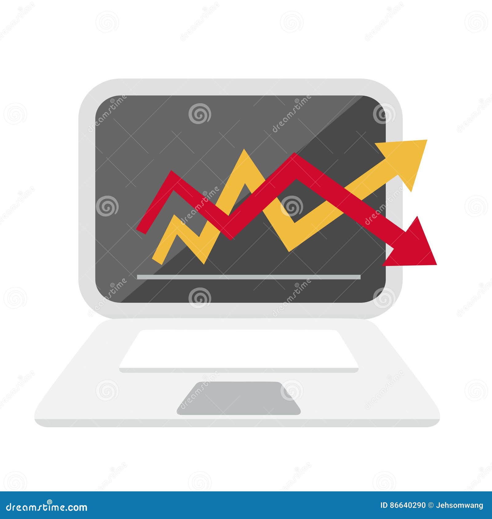 Computer and Graph Chart Icon Illustration Stock Vector - Illustration ...