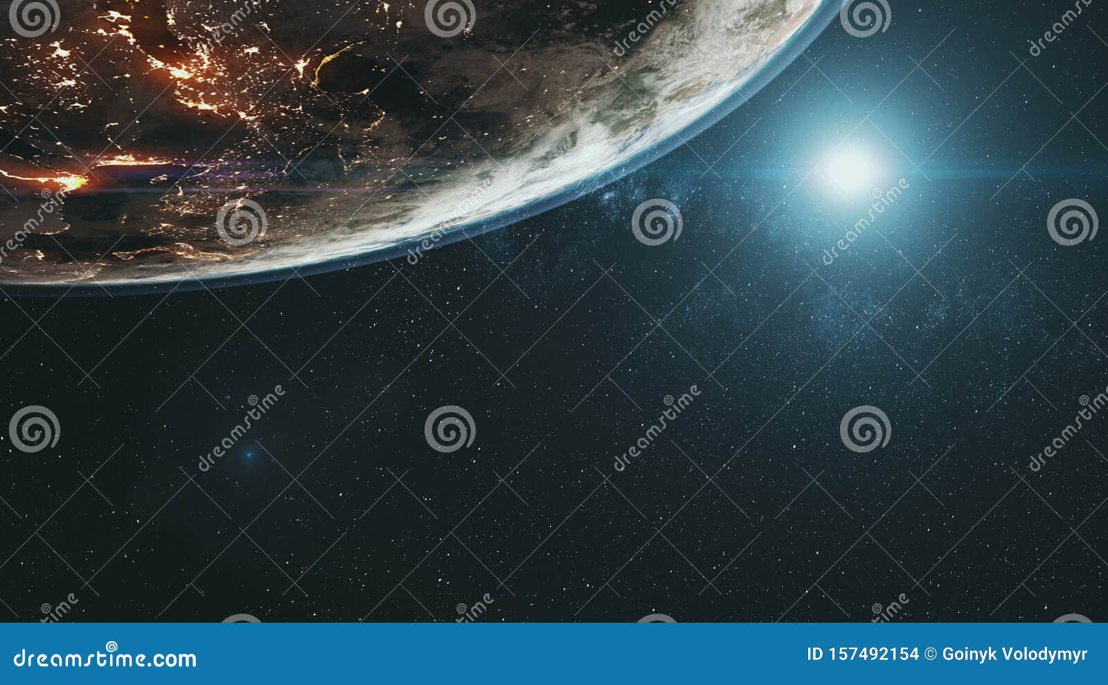 Computer Graph Planet Earth with White Halo Stock Illustration ...