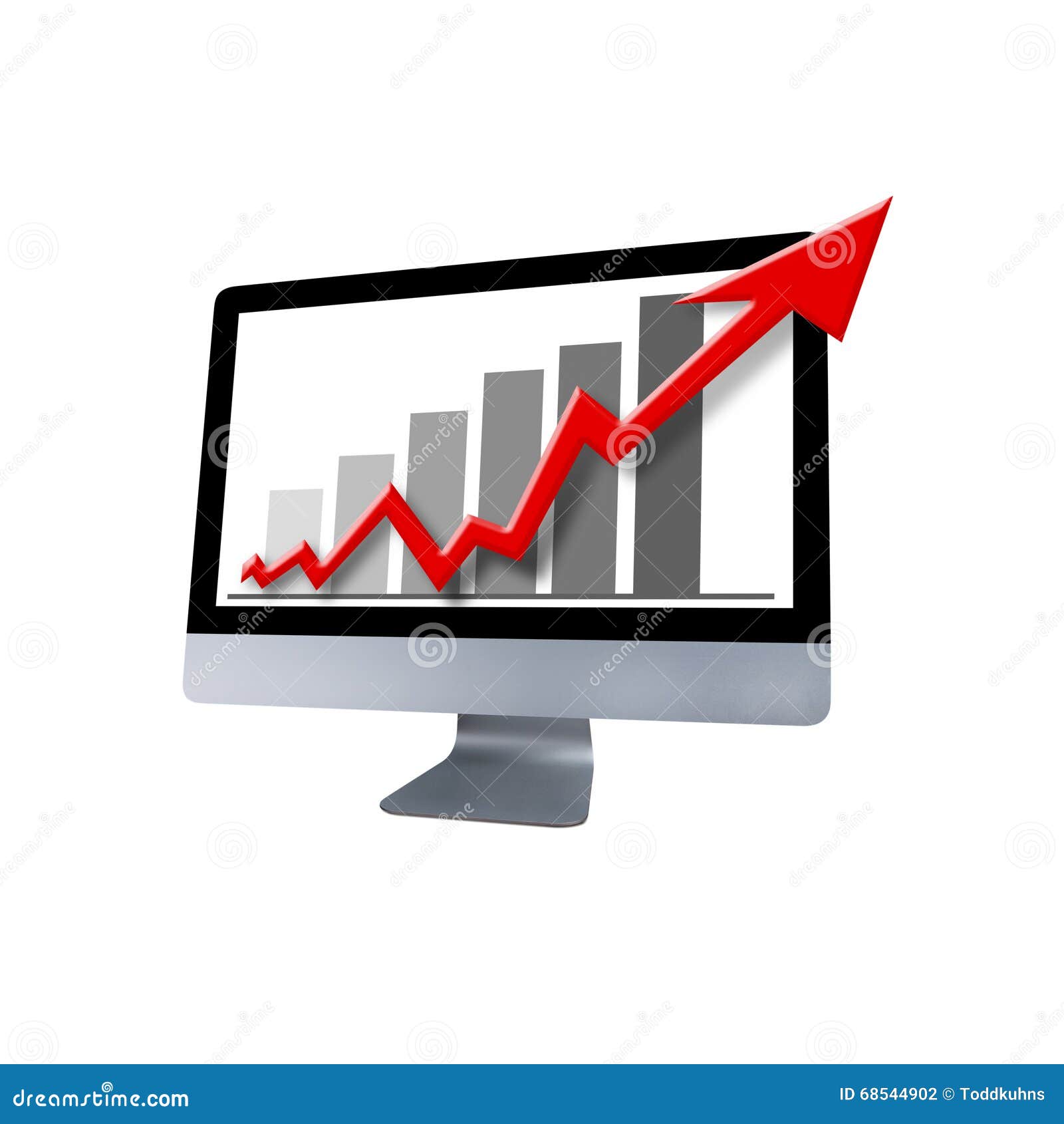 Computer and Graph Showing Increase Stock Photo - Image of analysis ...