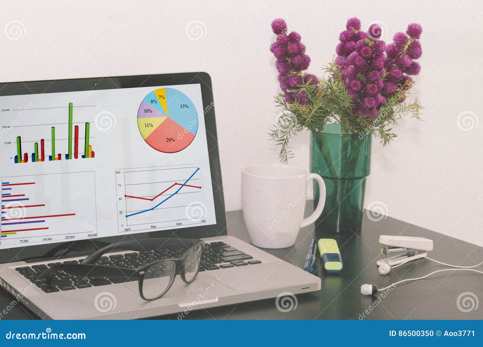 Computer and graph stock photo. Image of graph, success - 86500350