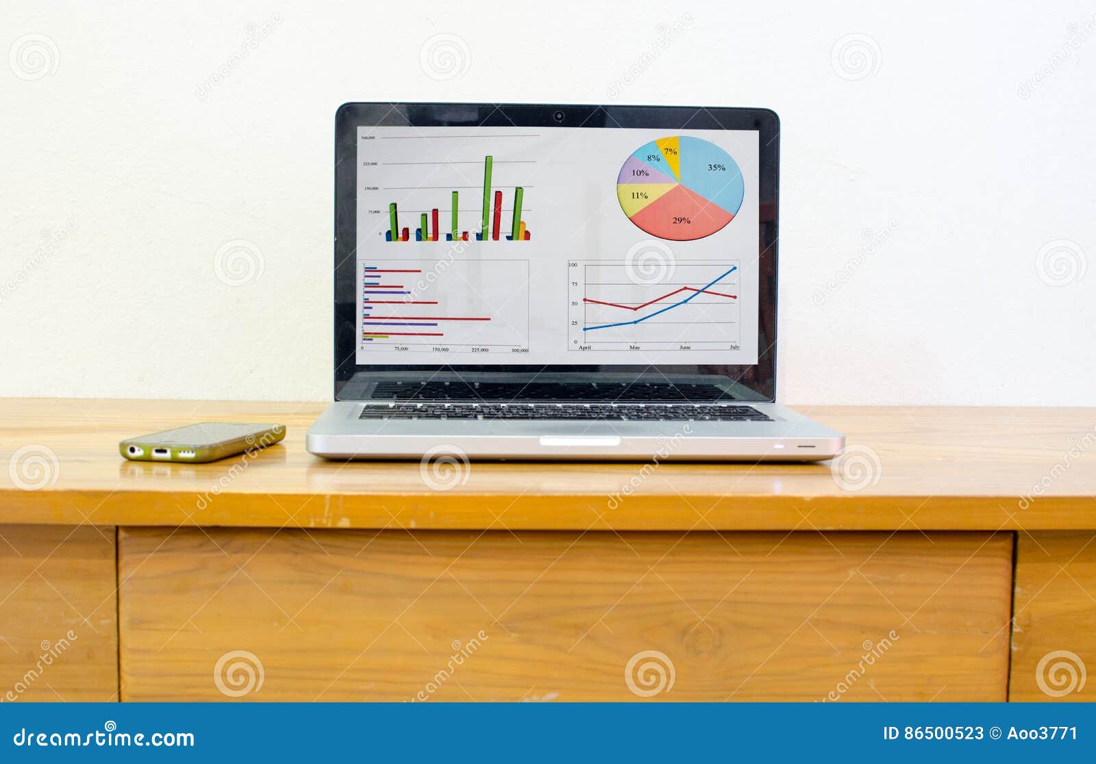 Computer and graph stock image. Image of financial, statistics - 86500523