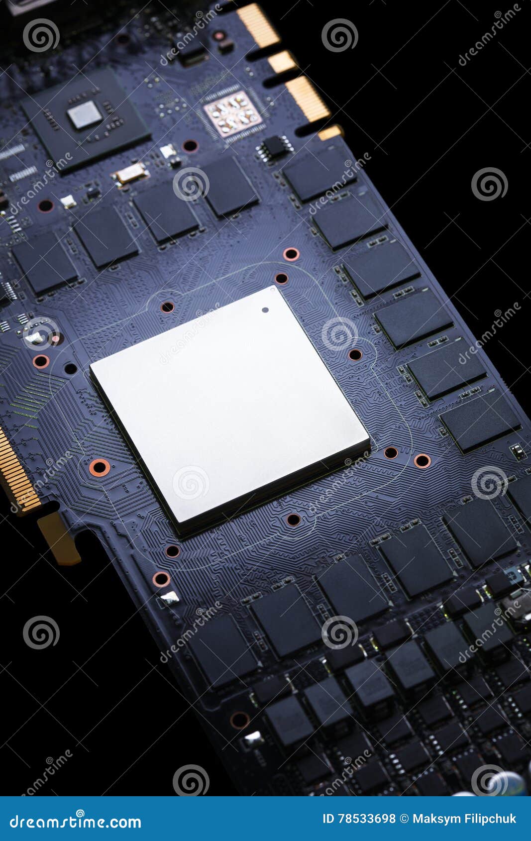 Computer Graphic Card on Black Background Stock Photo - Image of ...