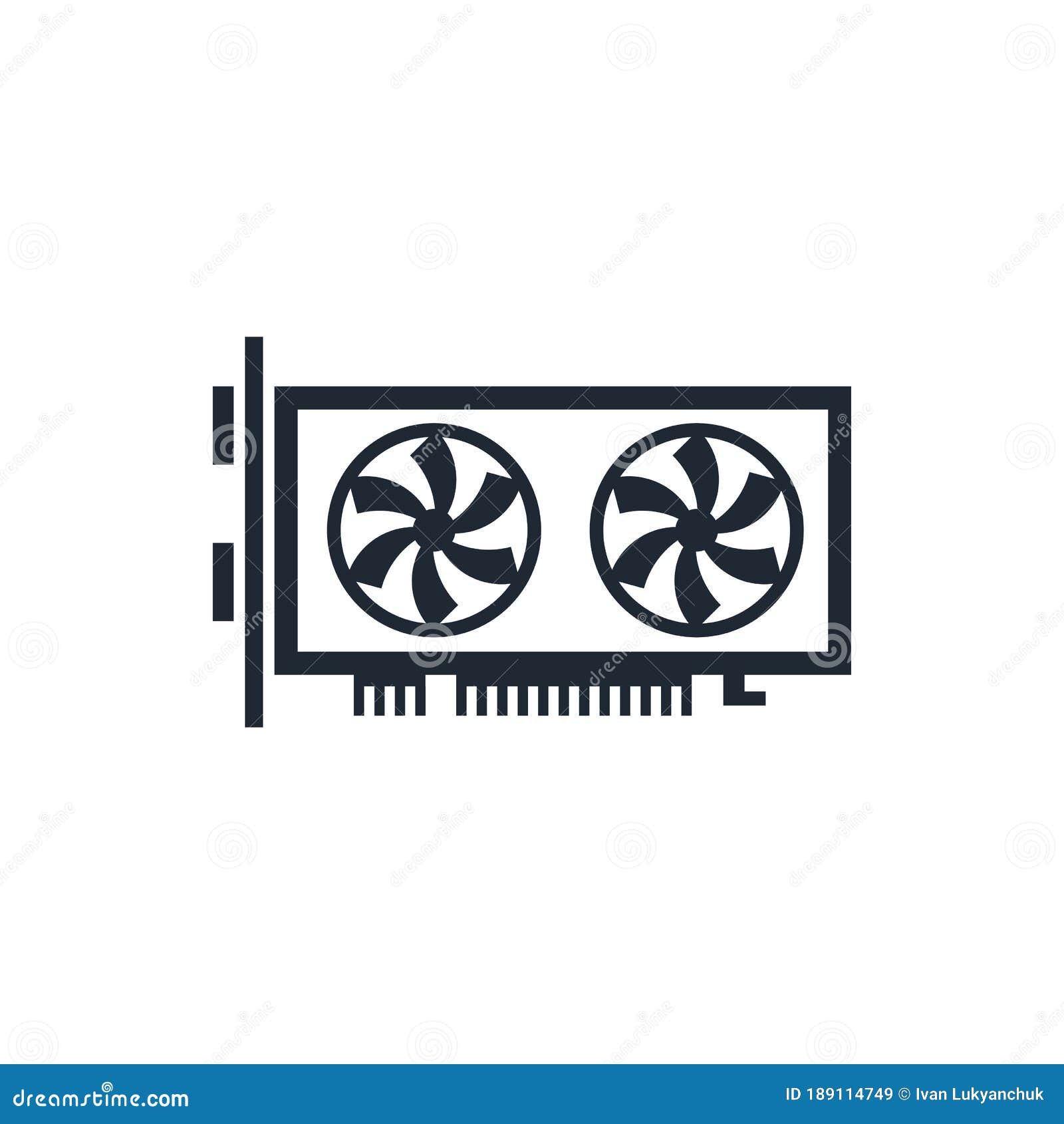 Computer graphic card icon stock vector. Illustration of black - 189114749