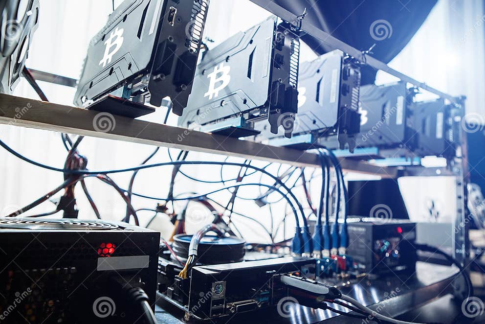 Computer with Graphic Cards for Bitcoin Mining Editorial Stock Image ...