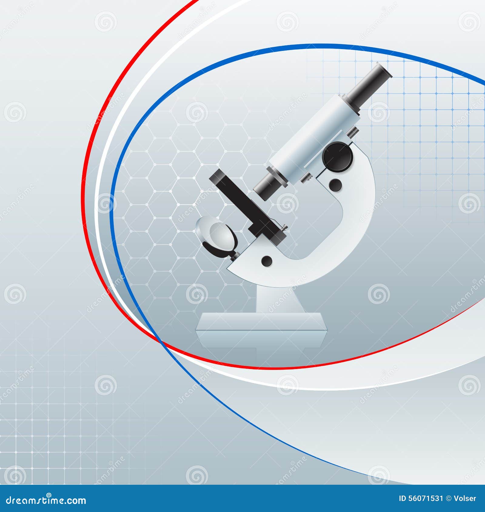 Computer Graphic, Template Science Background with Microscope on Linear ...