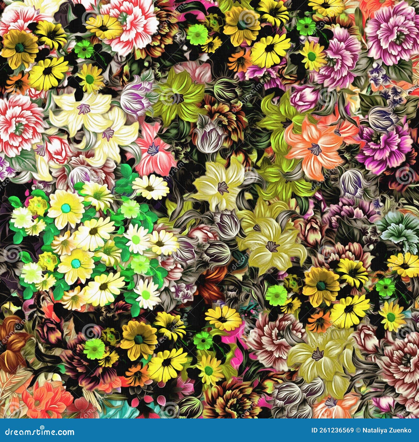Computer Graphics of Abstract Floral Psychedelic Background Stylization ...
