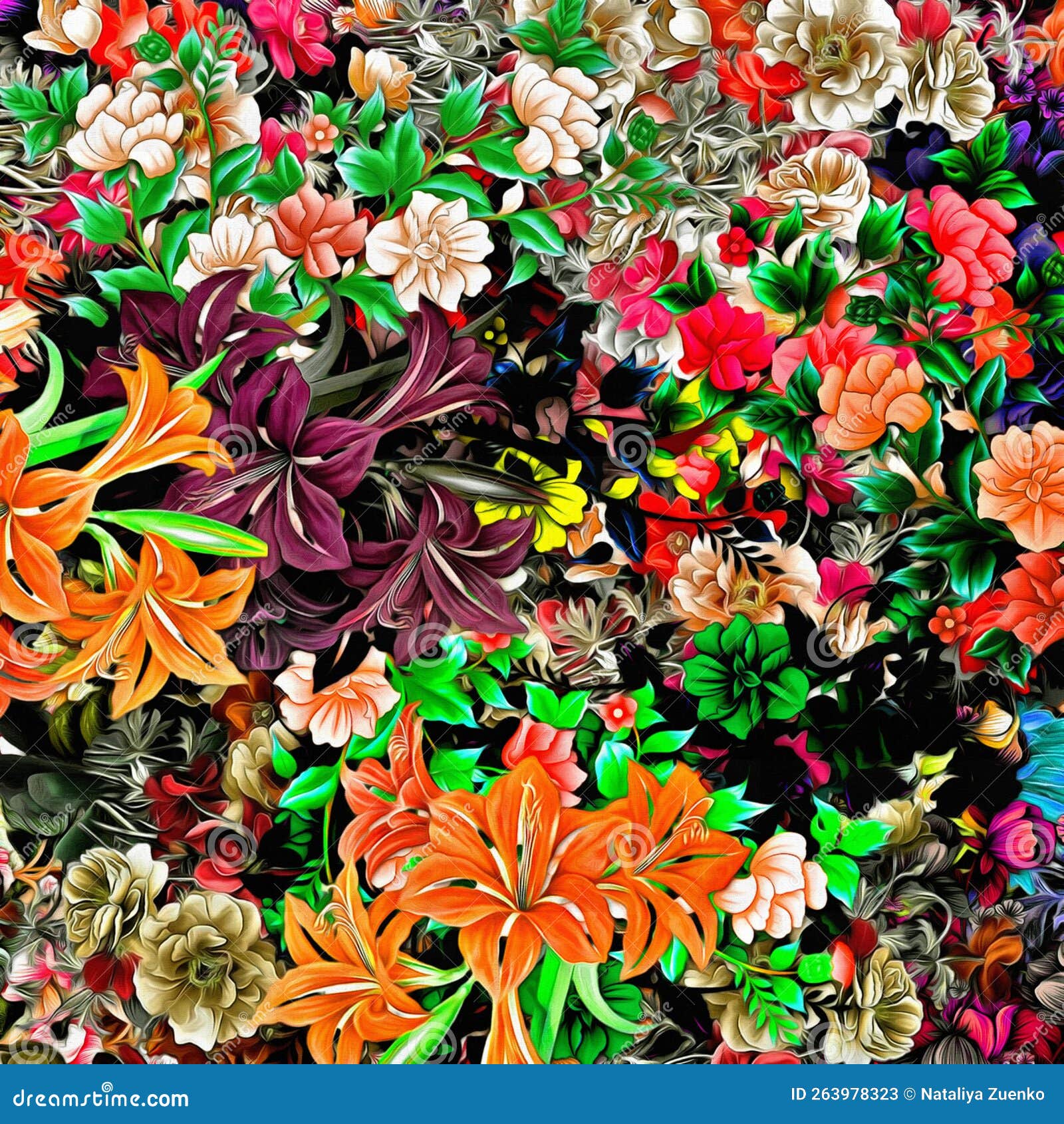 Computer Graphics of Abstract Floral Psychedelic Background Stylization ...