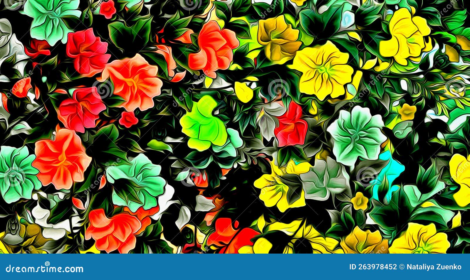 Computer Graphics of Abstract Floral Psychedelic Background Stylization ...