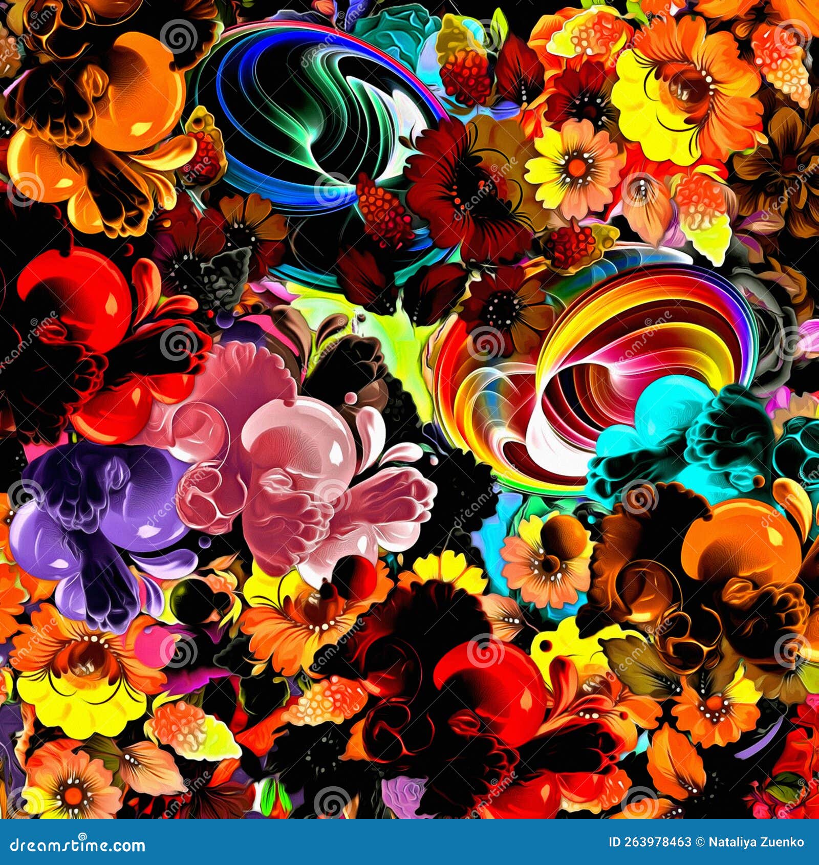 Computer Graphics of Abstract Floral Psychedelic Background Stylization ...