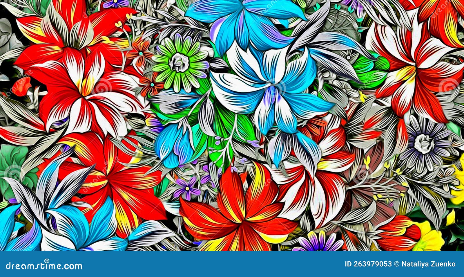 Computer Graphics of Abstract Floral Psychedelic Background Stylization ...